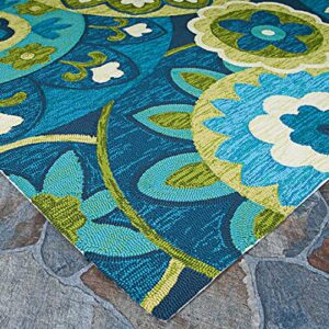 Couristan Covington Rip Tide Indoor/Outdoor Area Rug, 7'10" Round, Ocean Blue-Green