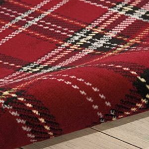 Nourison Grafix Red 5'3" x 7'3" Area -Rug, Modern, Plaid, Bed Room, Living Room, Dining Room, Kitchen, Easy -Cleaning, Non Shedding, (5' x 7')