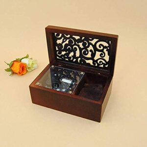 18 Note Antique Engraved Hand Crank Wooden Musical Box With Silver-plating Movement in,Music Gift Box (Silver Movement/Edelweiss)