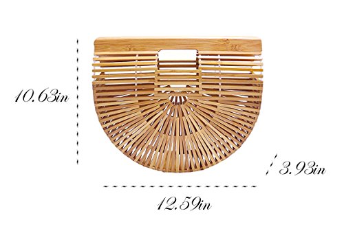 Samuel Bamboo Bags for Women Summer Straw Wooden Beach Purse Handmade Basket Handbags Vacation Essentials Must Haves