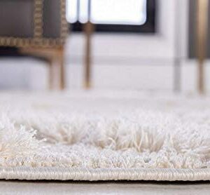 Unique Loom Shag Collection Modern Soft & Plush Textures with Floral Vine Design Area Rug, 5 ft x 8 ft, Ivory