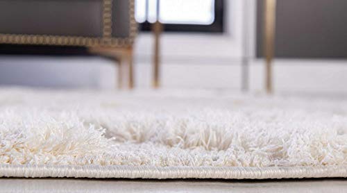 Unique Loom Shag Collection Modern Soft & Plush Textures with Floral Vine Design Area Rug, 5 ft x 8 ft, Ivory