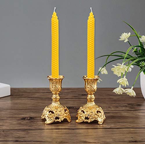 XIANGZHU 7 Pair 100% Pure Beeswax Handmade Taper Candles, 9 Inch Smokeless Dripless Wax Candles, Beeswax Candle for Home Gift Ideas, Chrismas Candles for Chrismas Tree Decoration