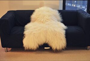 world of leather white, fluffy, soft and silky genuine icelandic sheepskin wool rug wsi (m 44″)