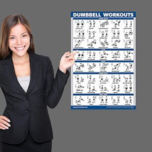 Palace Learning Dumbbell Workout Exercise Poster - Free Weight Body Building Guide | Home Gym Chart - LAMINATED, 18" x 24"