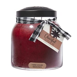 A Cheerful Giver — Farm House Memories - 34oz Papa Scented Candle Jar with Lid - Keepers of the Light - 155 Hours of Burn Time, Gift for Women, Red