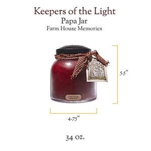 A Cheerful Giver — Farm House Memories - 34oz Papa Scented Candle Jar with Lid - Keepers of the Light - 155 Hours of Burn Time, Gift for Women, Red