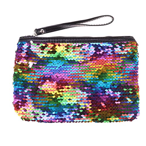 FENICAL Clutch Purse Sequin Wristlet Bag Flippy Handbag Small Evening Phone Purse for Women Girls Ladies (Colorful)