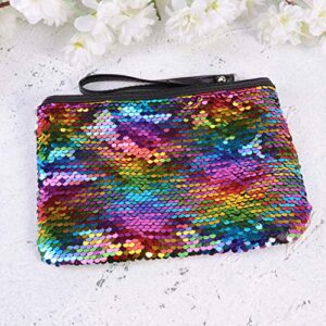 FENICAL Clutch Purse Sequin Wristlet Bag Flippy Handbag Small Evening Phone Purse for Women Girls Ladies (Colorful)