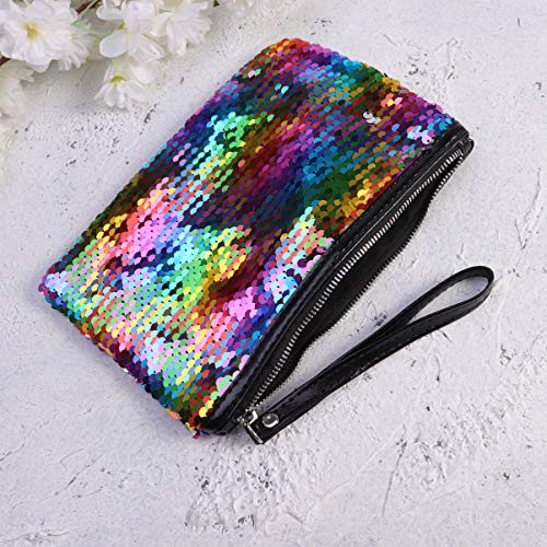 FENICAL Clutch Purse Sequin Wristlet Bag Flippy Handbag Small Evening Phone Purse for Women Girls Ladies (Colorful)