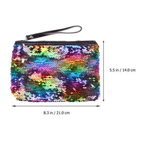 FENICAL Clutch Purse Sequin Wristlet Bag Flippy Handbag Small Evening Phone Purse for Women Girls Ladies (Colorful)