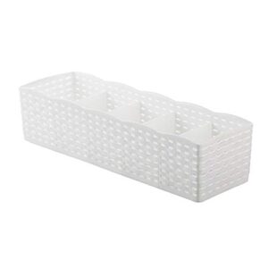 byyushop storage basket clothes storage plastic 5 grids socks underwear storage basket wardrobe organizer box towel container – white