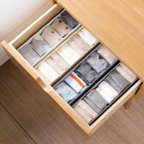 BYyushop Storage Basket Clothes Storage Plastic 5 Grids Socks Underwear Storage Basket Wardrobe Organizer Box Towel Container - White