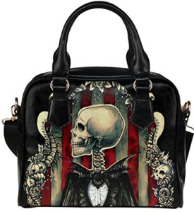 jack skellington skull print high-grade pu leather female women shell shoulder handbgas crossbody bags