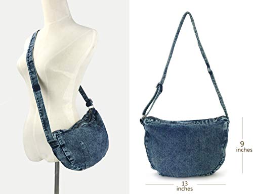 Denim Indigo Hobo Cross Body Bag Womens Shoulder Bag (Indigo)