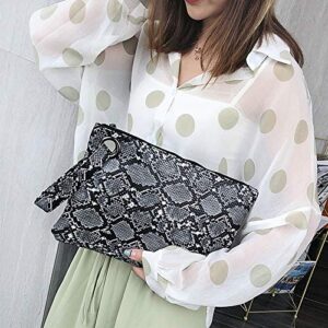 YAOSEN Women Snakeskin Pattern Envelope Clutch PU Leather Handbag Purse (Black)