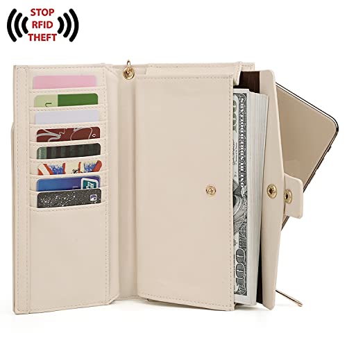 UTO Wallets for Women Wristlet RFID Large Capacity PU Leather Clutch Card Holder Organizer Ladies Purse Strap 459