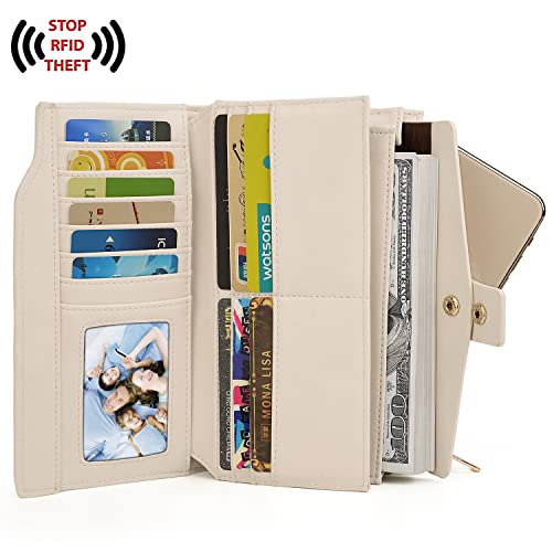 UTO Wallets for Women Wristlet RFID Large Capacity PU Leather Clutch Card Holder Organizer Ladies Purse Strap 459