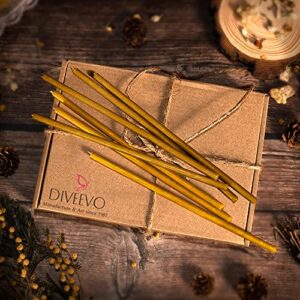 Diveevo Church Beeswax Candles - Honey 200 pcs. I Ritual Candles L-7.30 in, Ø-0.24 in I 60 min Burning time of Yellow Color I of Thin drip- and smokeless Candles