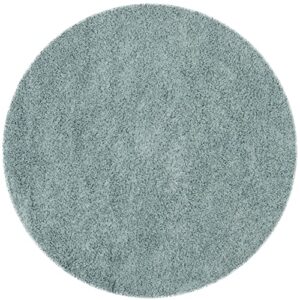 safavieh athens shag collection 6’7″ round seafoam sga119d non-shedding living room bedroom dining room entryway plush 1.5-inch thick area rug