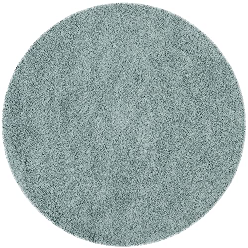 SAFAVIEH Athens Shag Collection 6'7" Round Seafoam SGA119D Non-Shedding Living Room Bedroom Dining Room Entryway Plush 1.5-inch Thick Area Rug