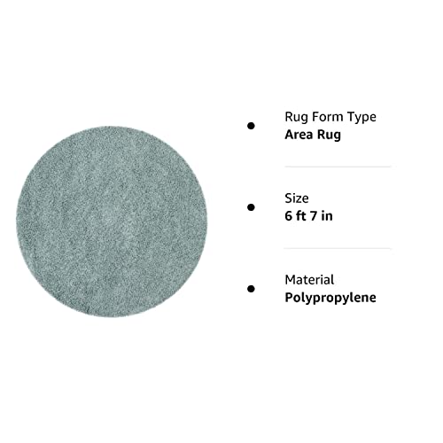 SAFAVIEH Athens Shag Collection 6'7" Round Seafoam SGA119D Non-Shedding Living Room Bedroom Dining Room Entryway Plush 1.5-inch Thick Area Rug