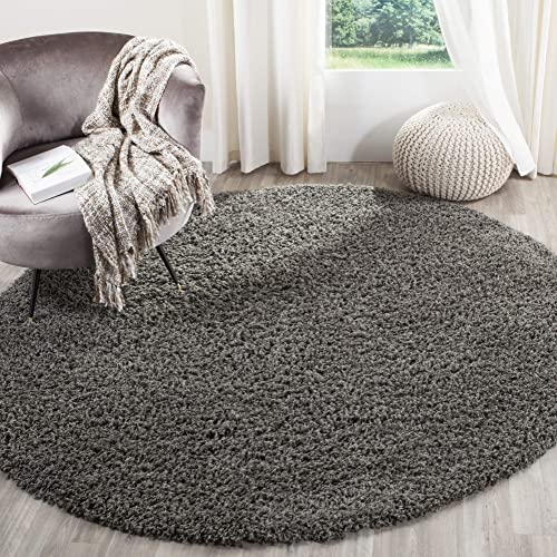 SAFAVIEH Athens Shag Collection 6'7" Round Seafoam SGA119D Non-Shedding Living Room Bedroom Dining Room Entryway Plush 1.5-inch Thick Area Rug