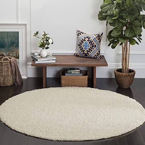 SAFAVIEH Athens Shag Collection 6'7" Round Seafoam SGA119D Non-Shedding Living Room Bedroom Dining Room Entryway Plush 1.5-inch Thick Area Rug