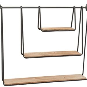 KALALOU Wood and Metal Triple Hanging Shelf, One Size, Gray