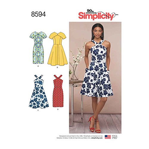 Simplicity US8594RS Women's Crewneck and Halter Dress Sewing Patterns, Sizes 14-22