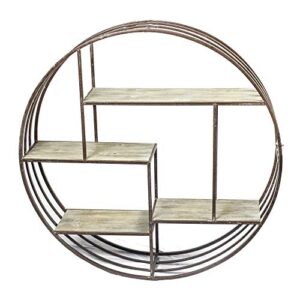 sagebrook home 11050 metal & wood wall shelf, brown metal, 31.5 x 7.25 x 31.5 inches