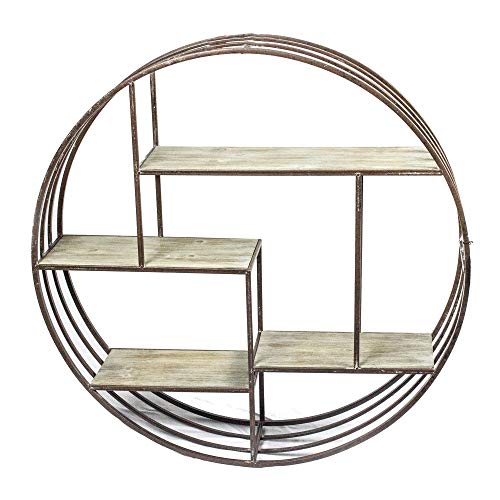 Sagebrook Home 11050 Metal & Wood Wall Shelf, Brown Metal, 31.5 x 7.25 x 31.5 Inches