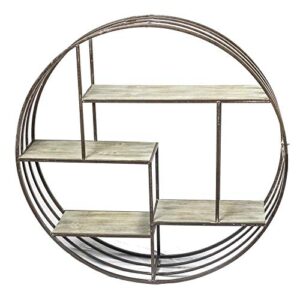 Sagebrook Home 11050 Metal & Wood Wall Shelf, Brown Metal, 31.5 x 7.25 x 31.5 Inches