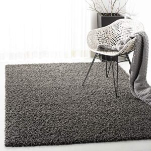 safavieh athens shag collection 9′ x 12′ dark grey sga119c non-shedding living room bedroom dining room entryway plush 1.5-inch thick area rug