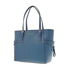 michael kors voyager 30h7gv6t9l-538 dark chambray leather tote bag