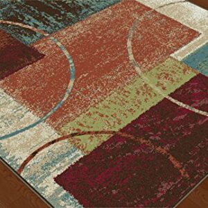 Conner Contemporary Abstract Multi-Color 3-Piece Area Rug Set, 3-Piece Set