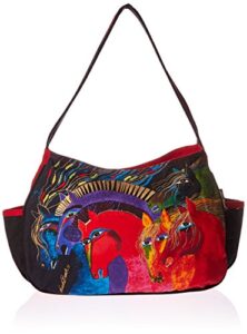 laurel burch 80367 medium hobo zipper top 15″x4.5″x9″, wild horses of fire