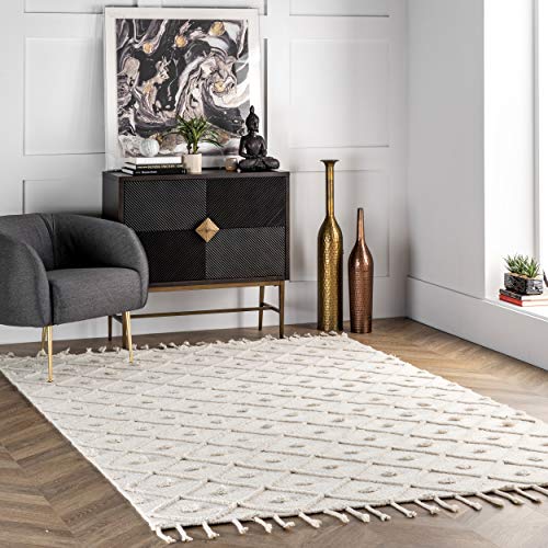 nuLOOM Jinny Moroccan Wool Tasseled Area Rug, 4' x 6',