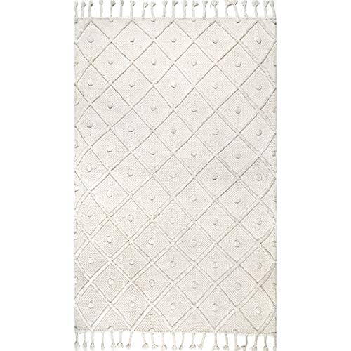 nuLOOM Jinny Moroccan Wool Tasseled Area Rug, 4' x 6',