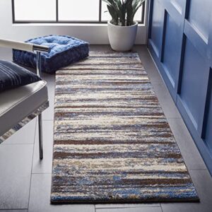 SAFAVIEH Retro Collection 6' Square Cream/Blue RET2138 Modern Abstract Non-Shedding Living Room Bedroom Dining Home Office Area Rug