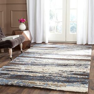 SAFAVIEH Retro Collection 6' Square Cream/Blue RET2138 Modern Abstract Non-Shedding Living Room Bedroom Dining Home Office Area Rug