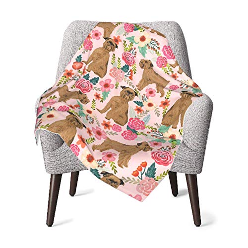 Dog Floral Blanket Super Soft Light Weight Cozy Warm Fluffy Plush Throw Blanket for Bed Couch Living Room 40x50 inch