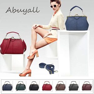 Abuyall Women Small Retro Kiss Lock Pu Leather Vintage Purses and Handbags Tote Bags Winered