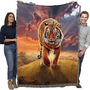 Pure Country Weavers Rising Tiger Blanket by Vincent HIE - Gift Tapestry Throw Woven from Cotton - Made in The USA (72x54)