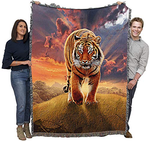 Pure Country Weavers Rising Tiger Blanket by Vincent HIE - Gift Tapestry Throw Woven from Cotton - Made in The USA (72x54)