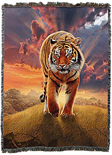 Pure Country Weavers Rising Tiger Blanket by Vincent HIE - Gift Tapestry Throw Woven from Cotton - Made in The USA (72x54)