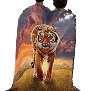 Pure Country Weavers Rising Tiger Blanket by Vincent HIE - Gift Tapestry Throw Woven from Cotton - Made in The USA (72x54)