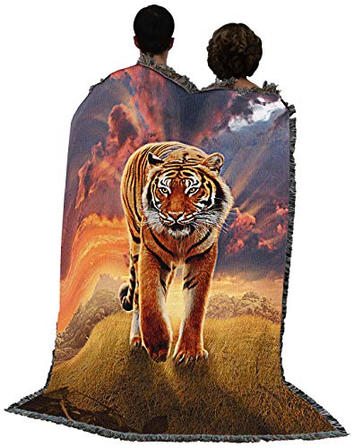 Pure Country Weavers Rising Tiger Blanket by Vincent HIE - Gift Tapestry Throw Woven from Cotton - Made in The USA (72x54)