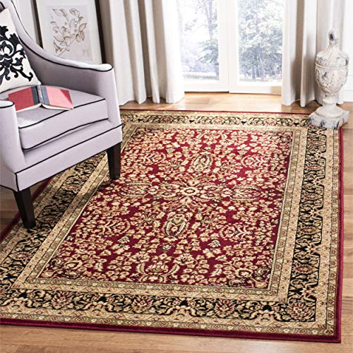 SAFAVIEH Lyndhurst Collection 10' x 14' Red / Black LNH214A Traditional Oriental Non-Shedding Living Room Bedroom Dining Home Office Area Rug