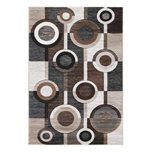 signature design by ashley guintte modern 5 x 7 medium pile multilayered geometric design rug, black, brown & cream